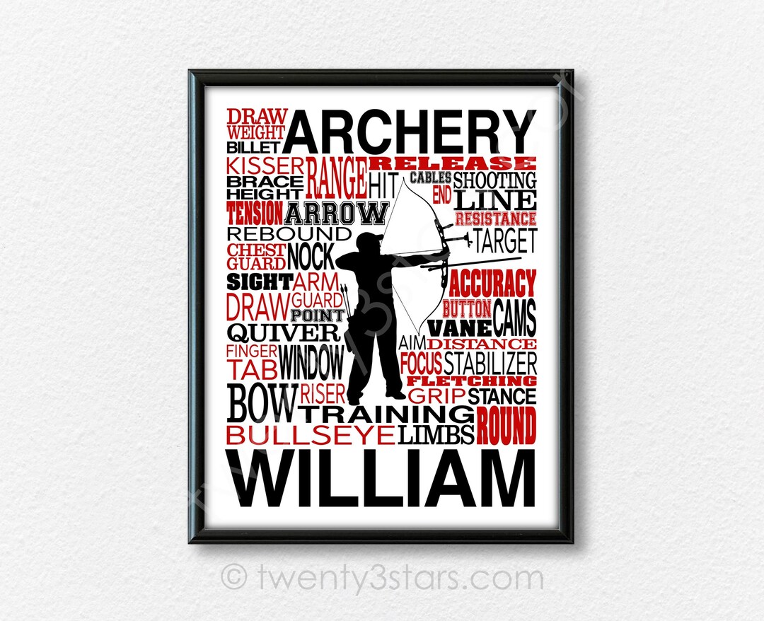 Archery Typography Poster, Gift for Archer, Archery Art Print, Archery ...