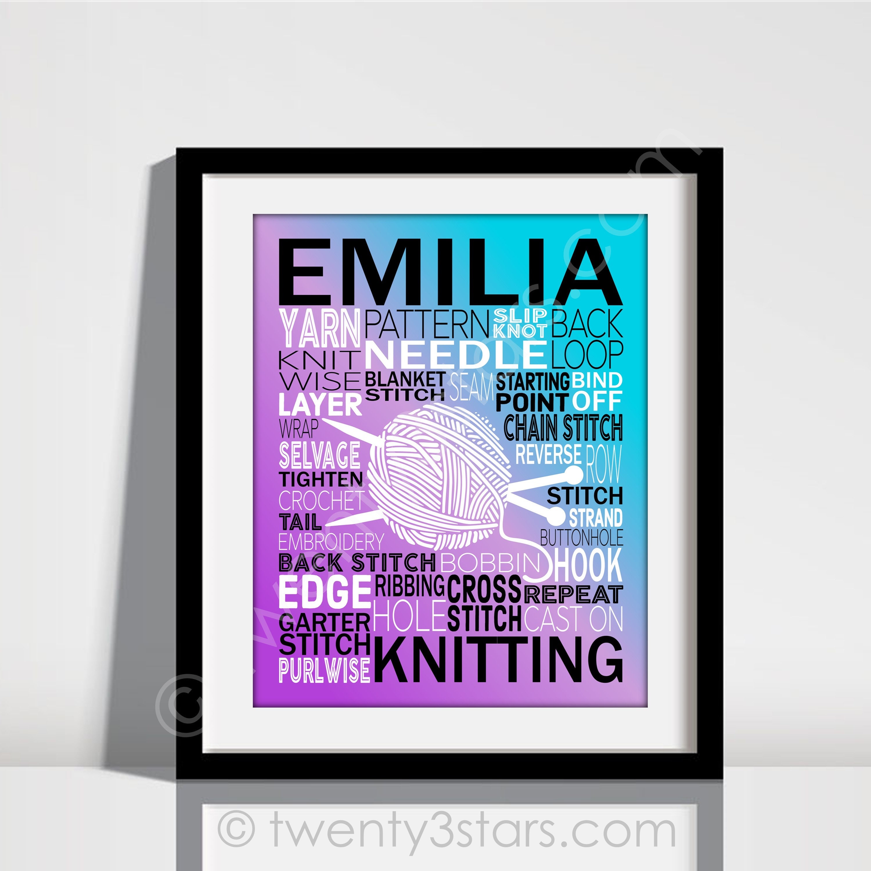 Knitting Typography Poster Knitting Room Art Crocheting | Etsy