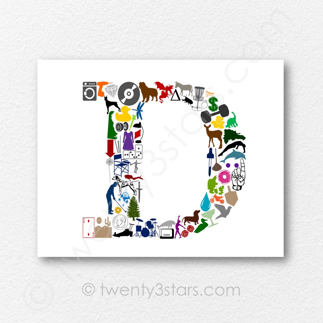 Letter D Poster, Letter D is for Art, D Nursery Wall Art Print, Baby ...