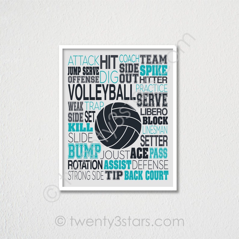 Custom Volleyball Name Art Volleyball Word Art Print | Etsy