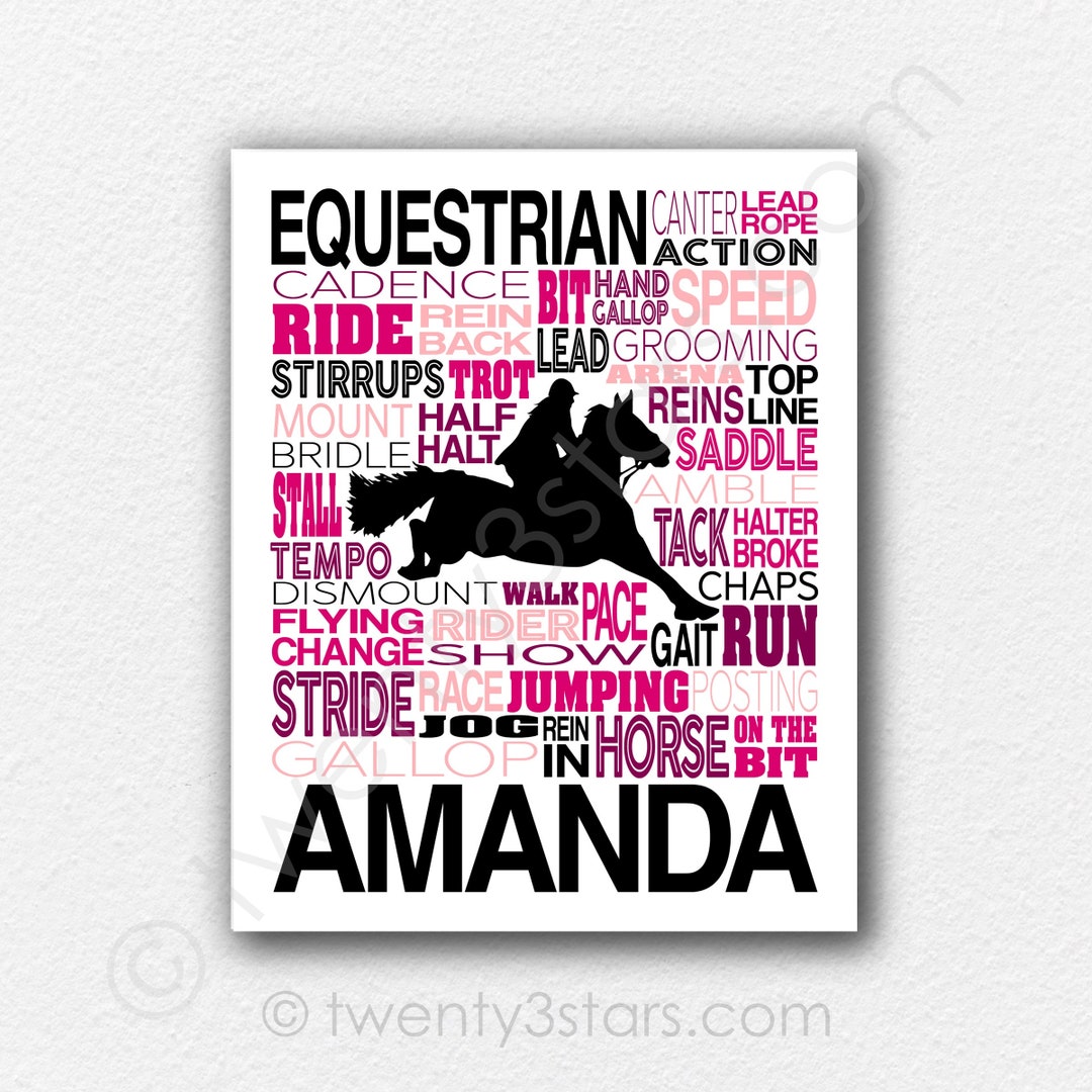 Horse Equestrian Poster Custom Gift for Equestrian Horse Riding Art ...