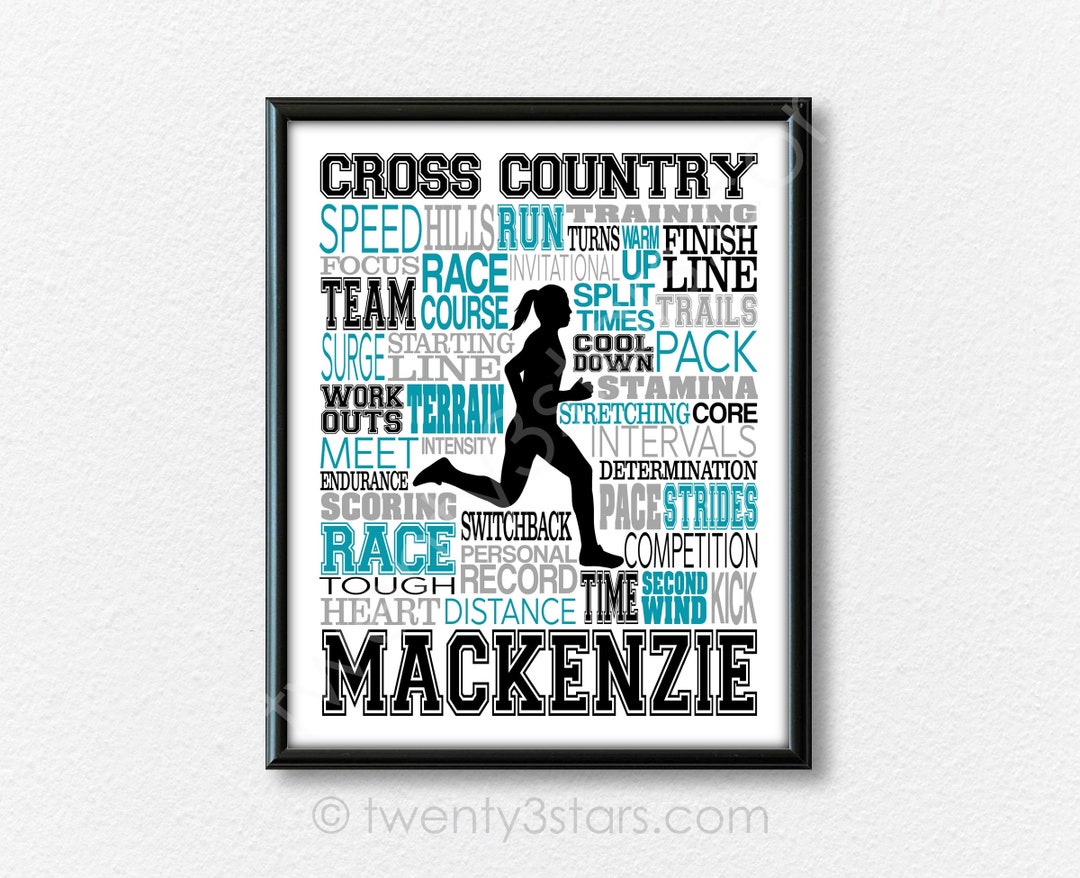 Cross Country Typography Personalized Cross Country Poster - Etsy