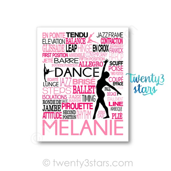 Dance Typography Poster Gift for Dancer Dance Team Art | Etsy
