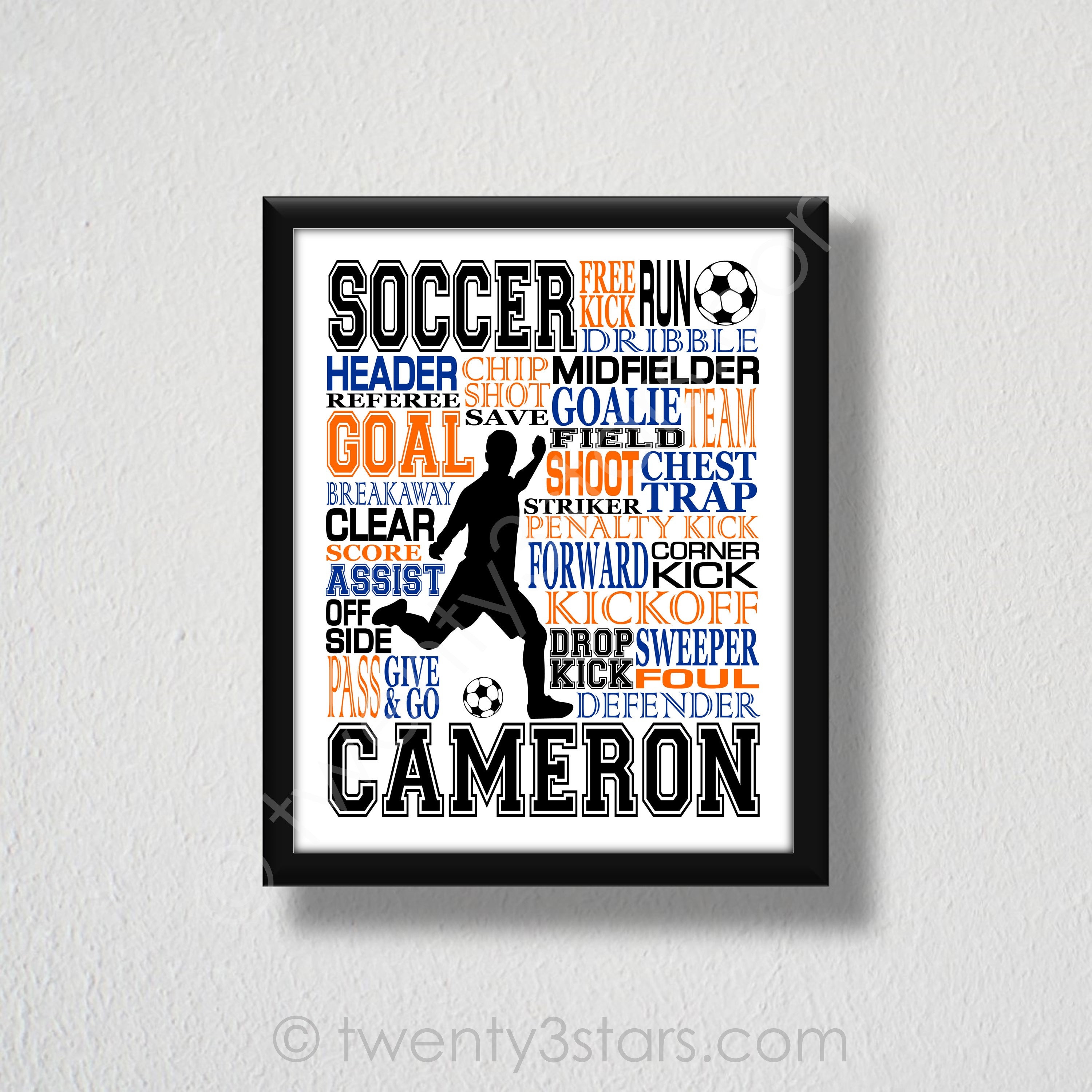 Girl's Soccer Poster Girls Soccer Typography Gift for | Etsy