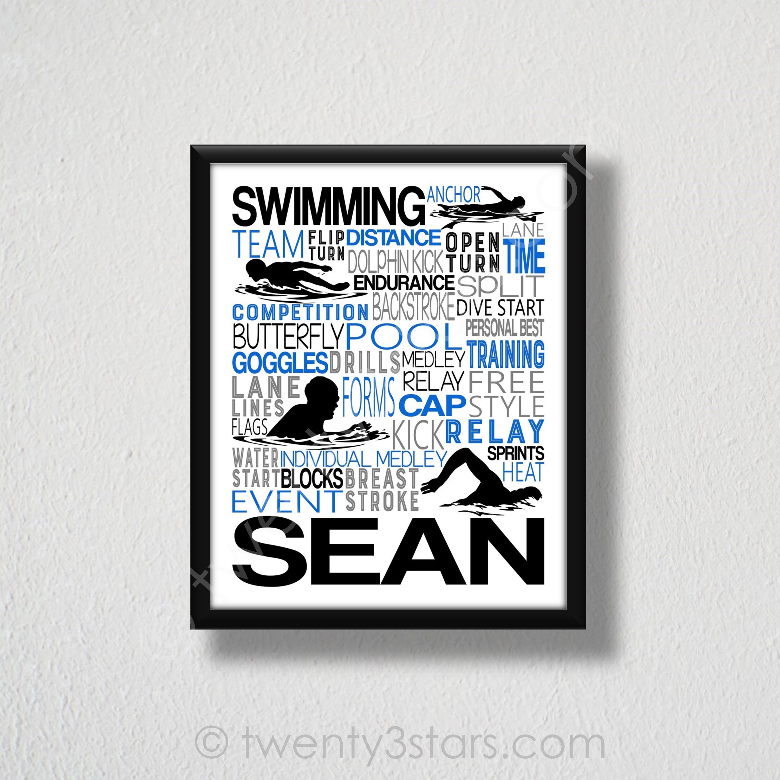 Personalized Swimming Poster Swimmer Typography Swim Gift - Etsy Canada