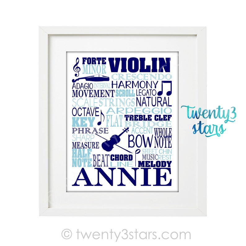 Violin Word Art Violinist Gift Orchestra Wall Art Violin | Etsy