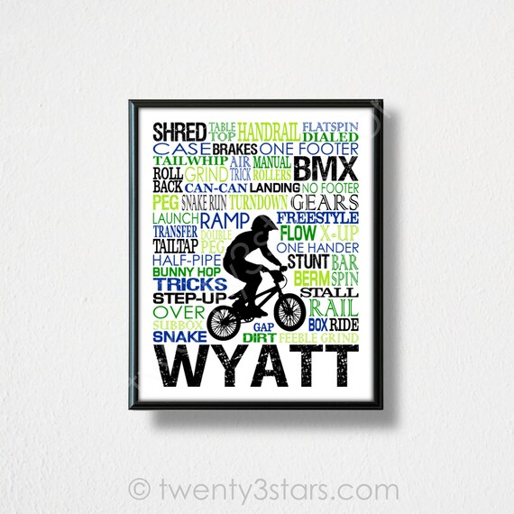 BMX Word Art Gift for Bicycle Motocross Rider BMX Gift Bmx - Etsy