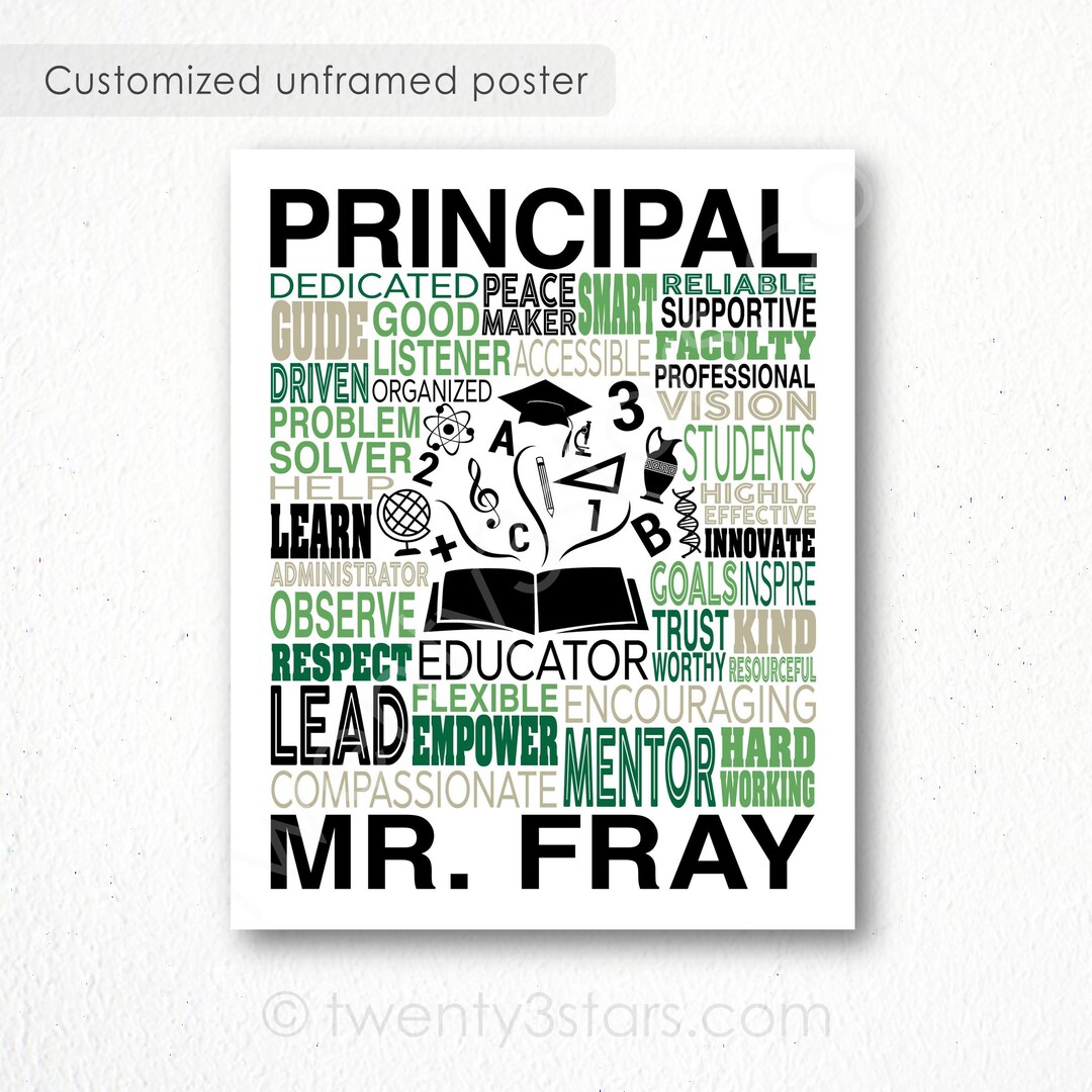 Personalized Principal Poster, Educator Gift, Gift for School Principal ...