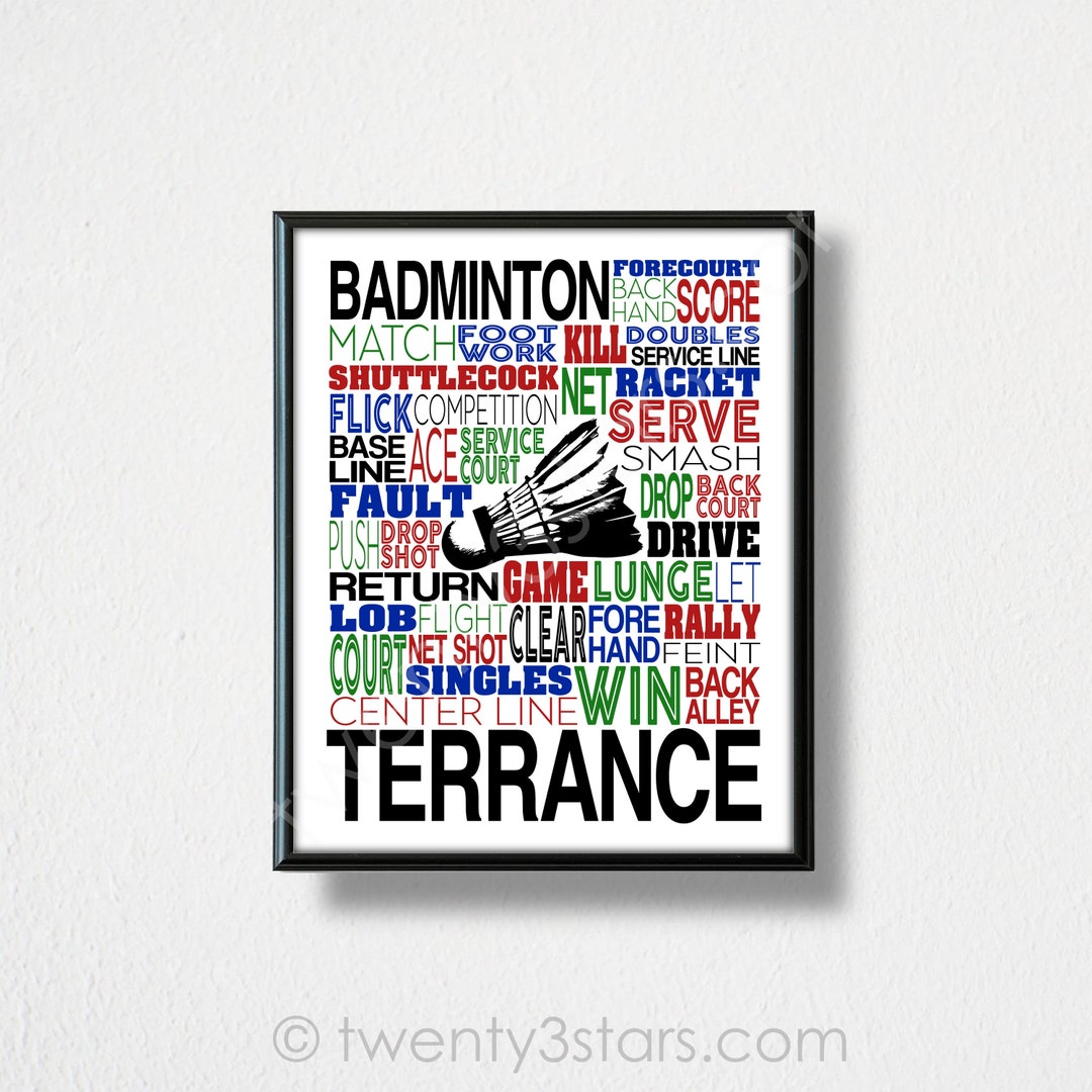 Badminton Word Art Badminton Art Tennis Art Badminton - Etsy