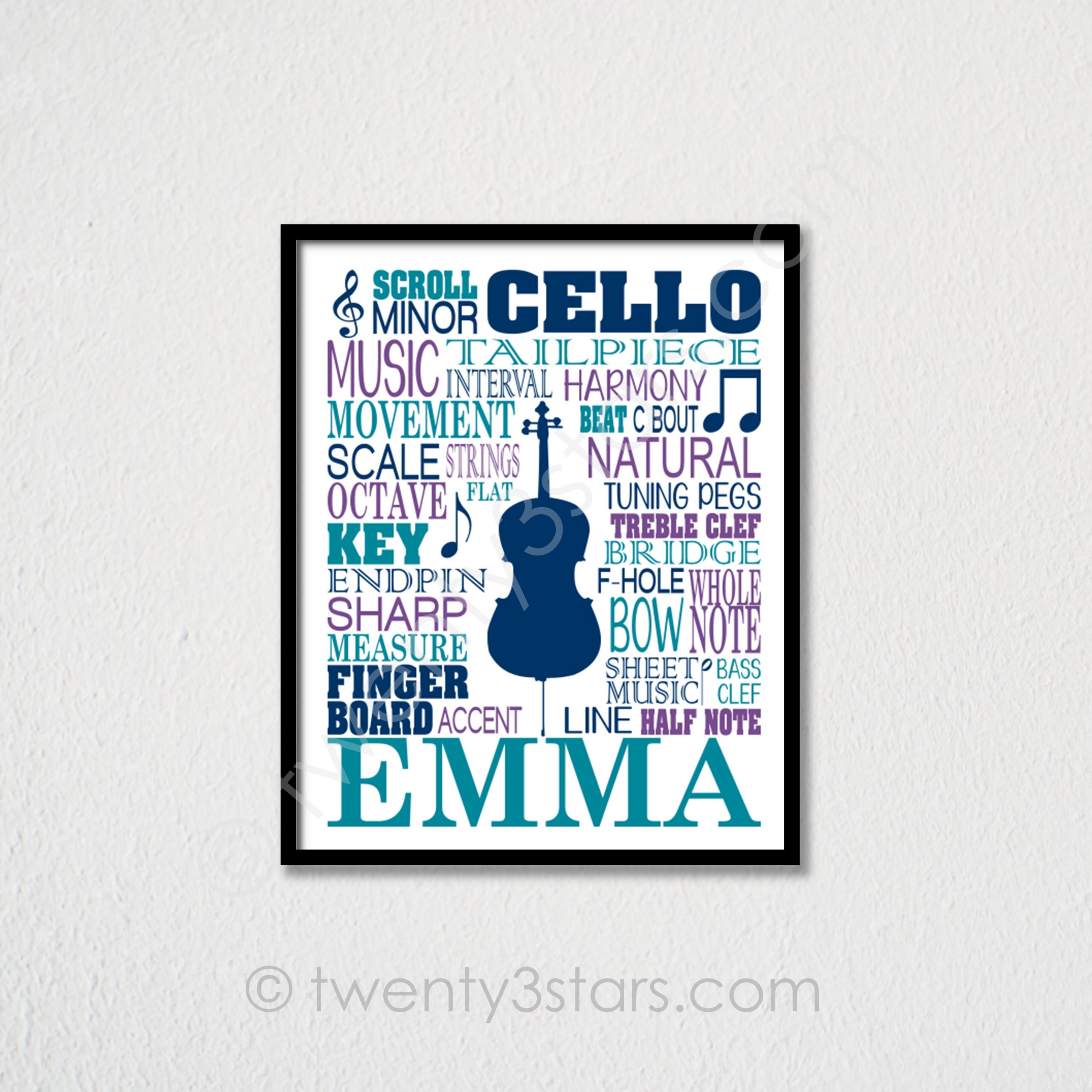Cello Typography Poster Cellist Wall Art Cello Player Gift | Etsy