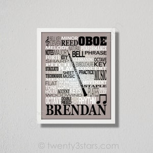 Oboe Typography Poster, Oboist Gift, Oboe Player Art, Oboe Gift, Oboe ...