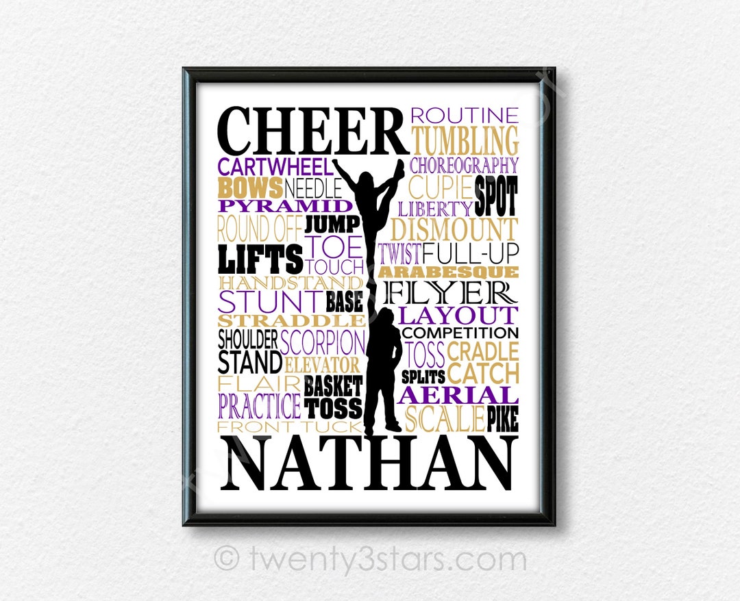 Cheerleading Stunt Team Art Cheer Typography Poster - Etsy