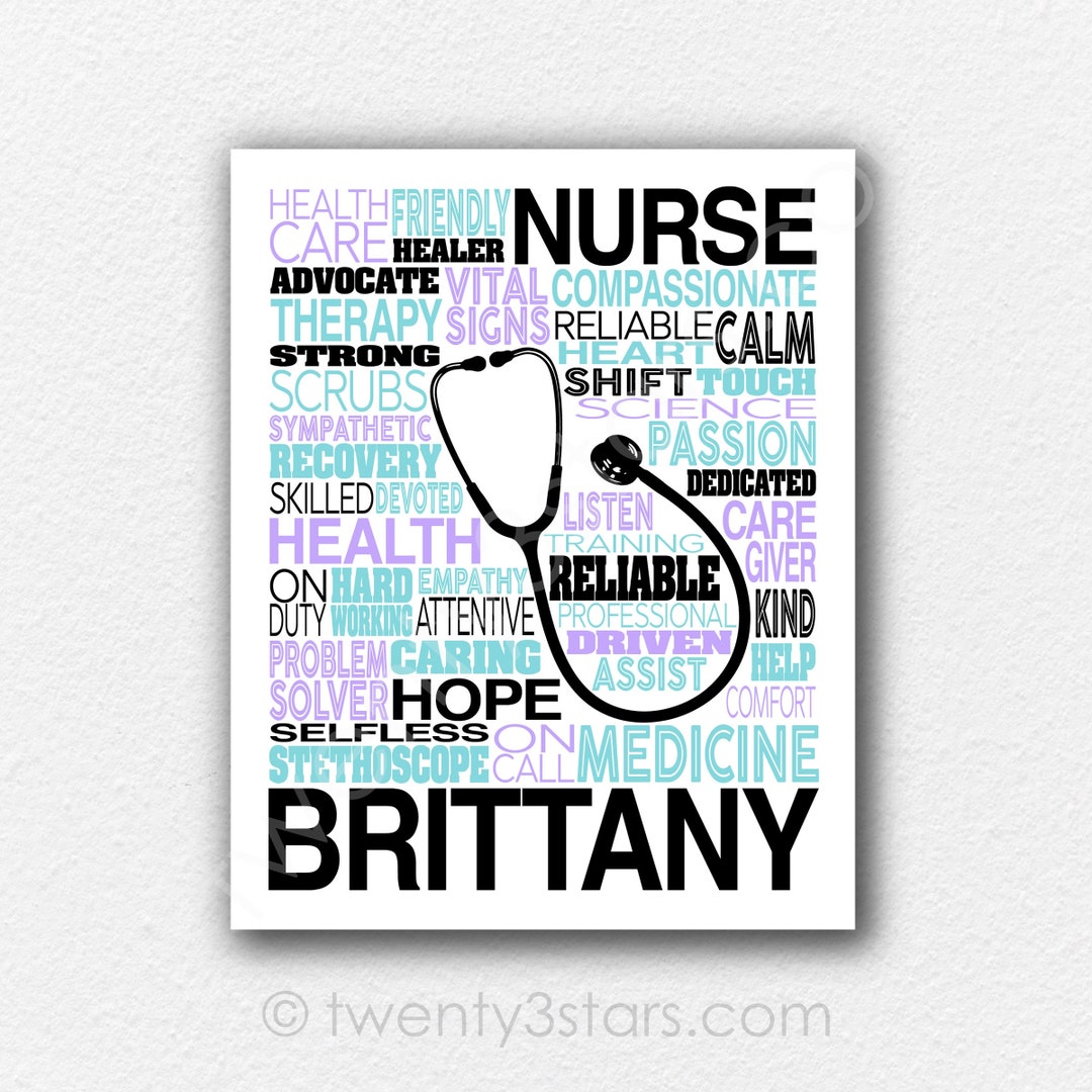 Personalized Nurse Poster, Custom Nursing Art, Nurse Gift, Healthcare ...