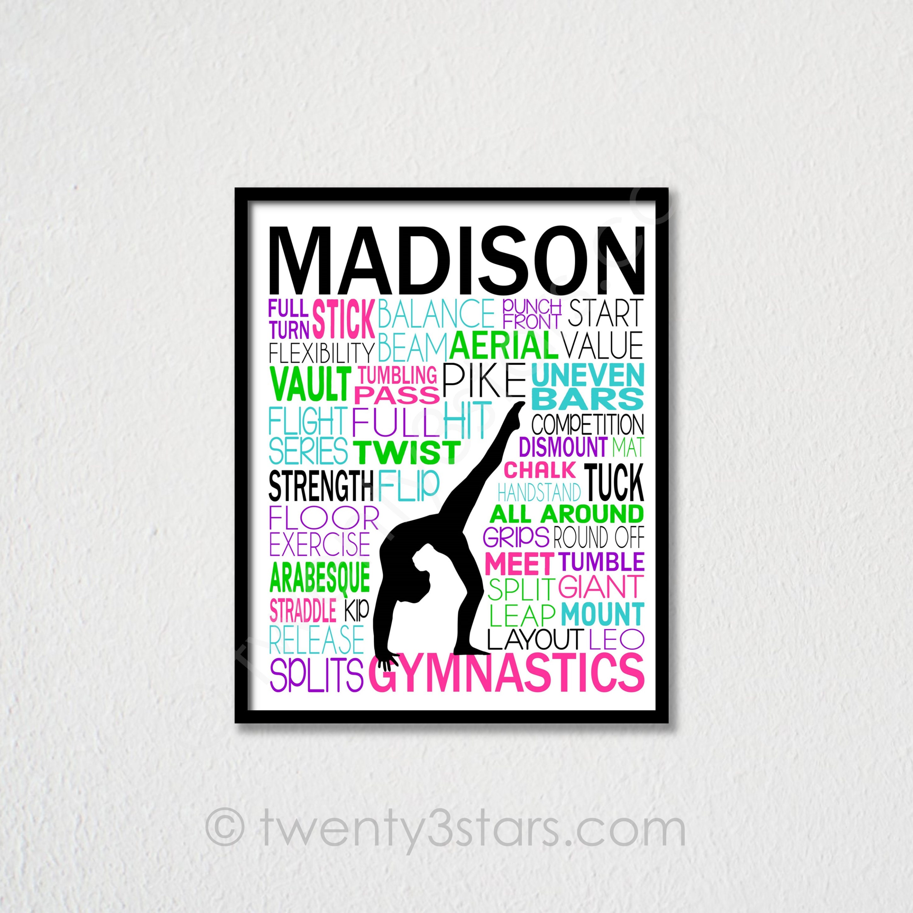 Gymnastics Poster Typography Gymnast Gift Gift for Gymnasts | Etsy