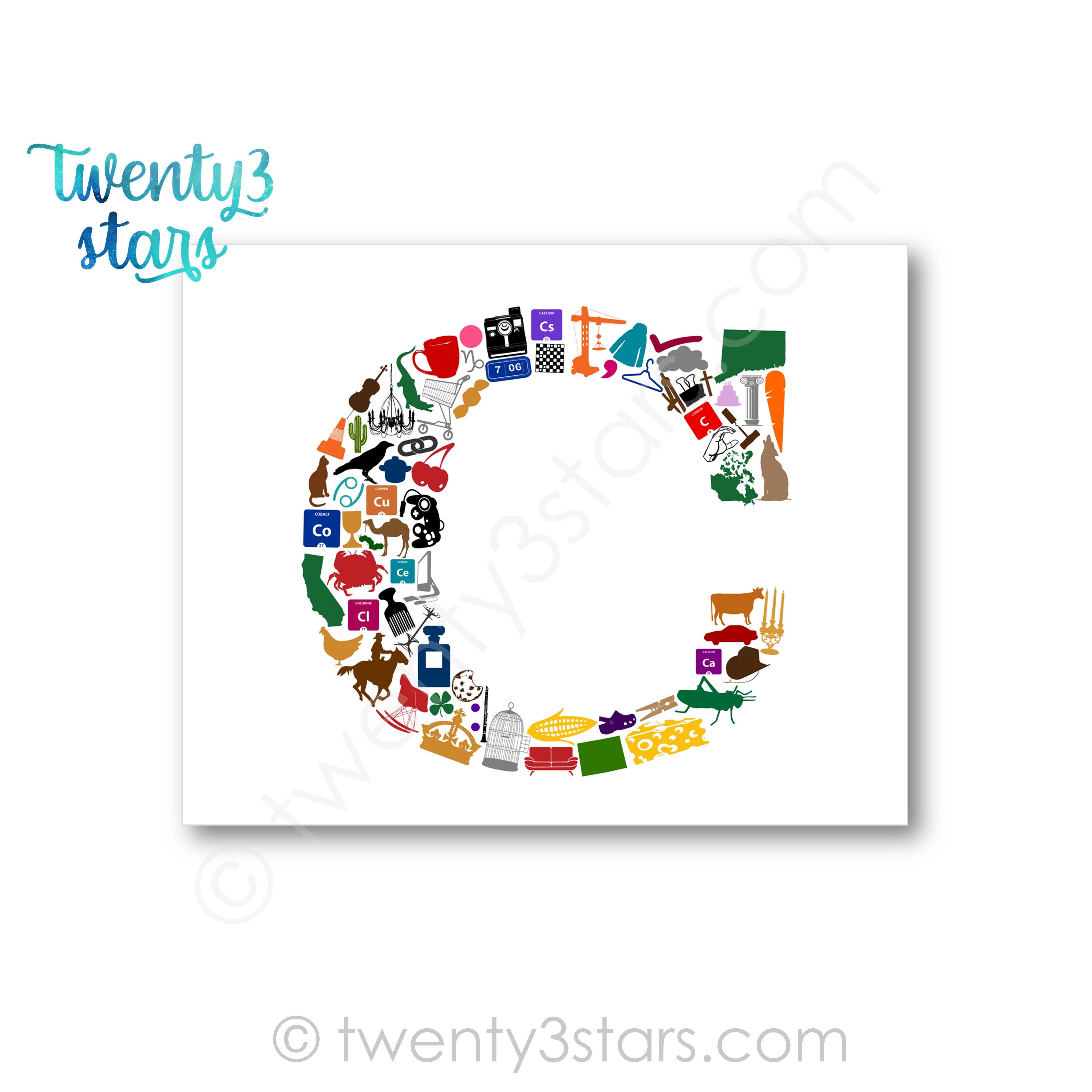 Letter C Poster Letter C is for Art C Nursery Wall Art | Etsy