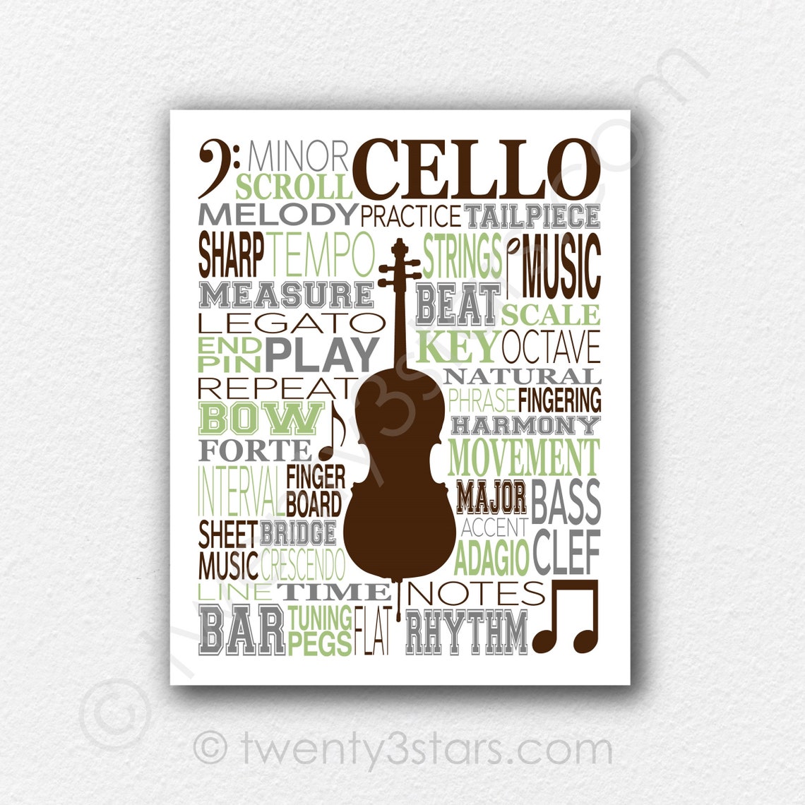 Cello Wall Art Print: Custom Colors and Name - Orchestra Theme - Etsy