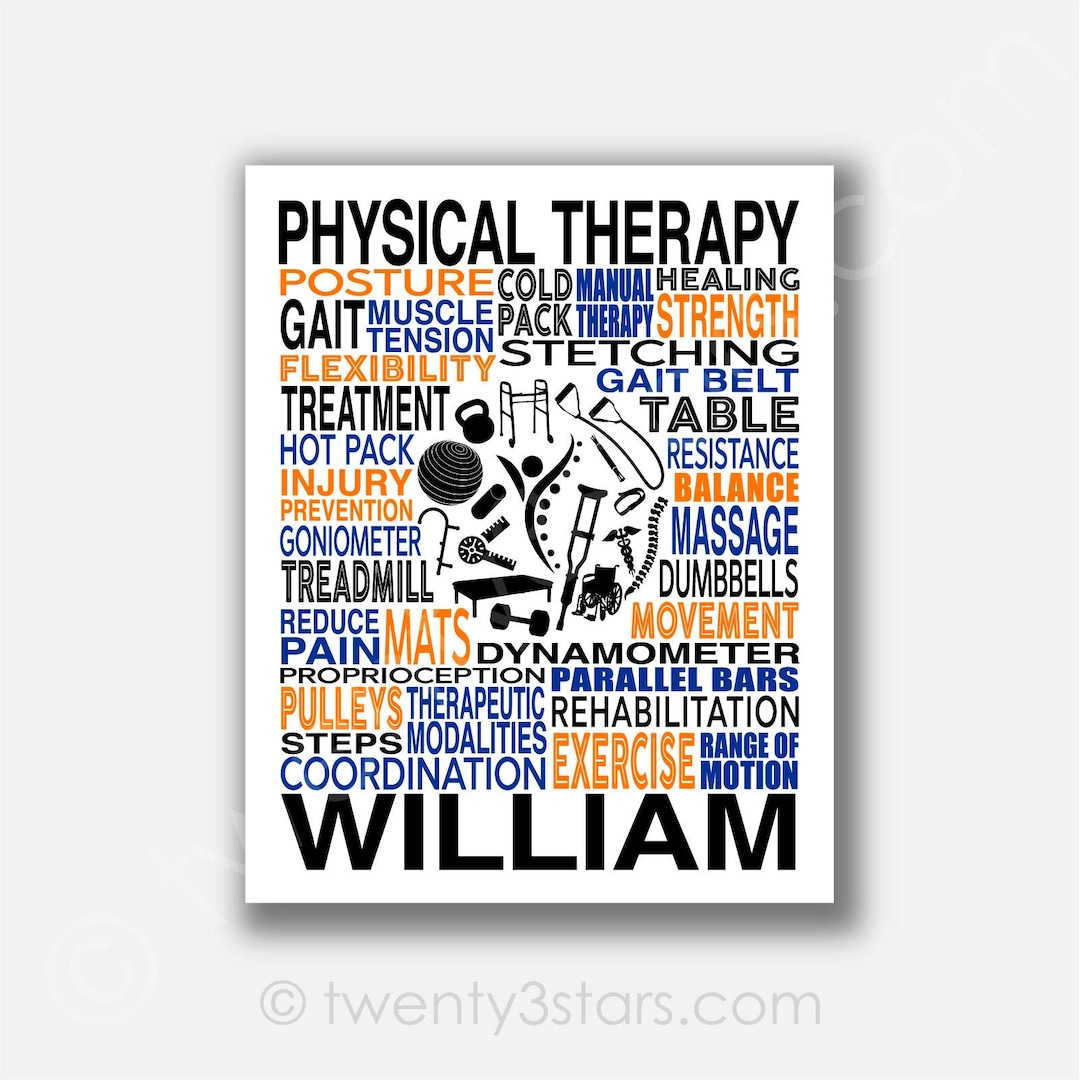 Custom Physical Therapy Poster: PT Typography Word Art, Sports Medicine ...