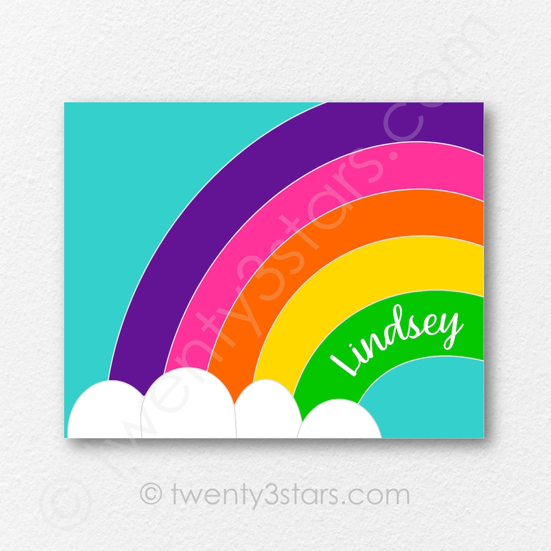 Custom Rainbow Name Art Print: Colorful Nursery Decor - Etsy