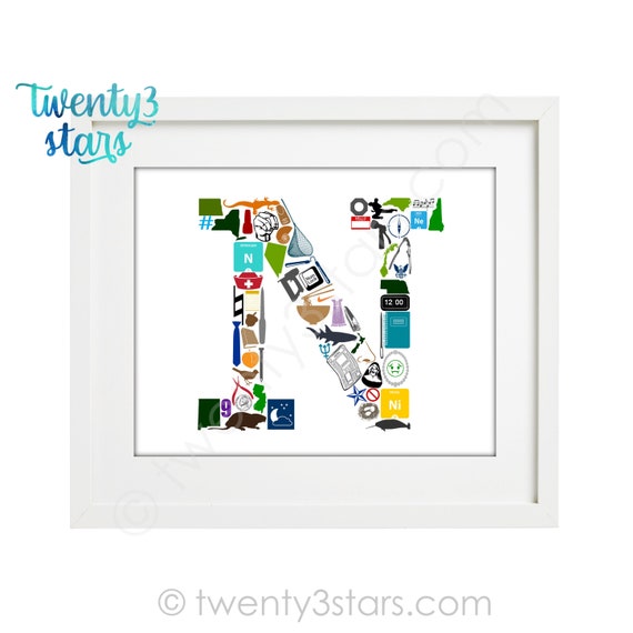 Letter N Poster Letter N is For Art N Nursery Wall Art | Etsy