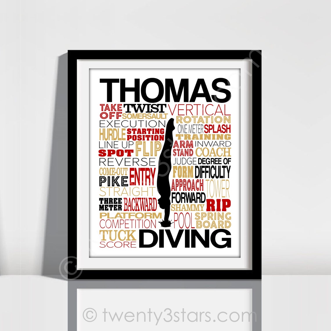 Personalized Diving Poster Diving Typography Art Gift for | Etsy