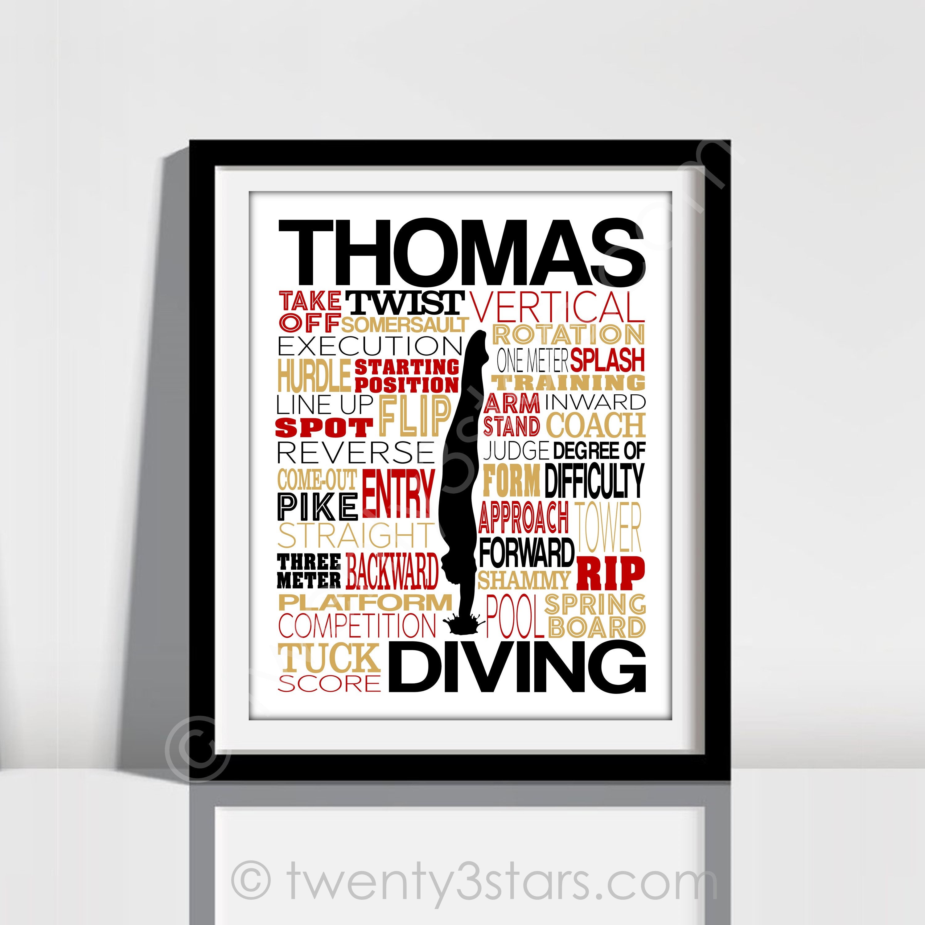 Personalized Diving Poster Diving Typography Art Gift for - Etsy Canada