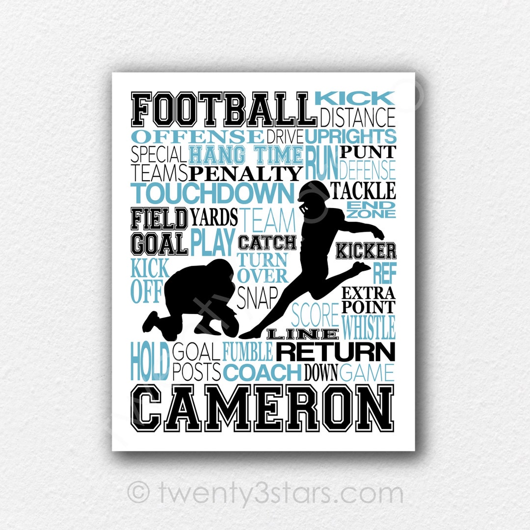 Football Kicker Art, Football Typography Poster, Football Team Gift ...