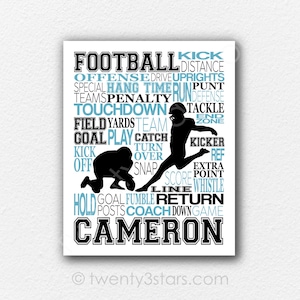 Football Kicker Art, Football Typography Poster, Football Team Gift ...