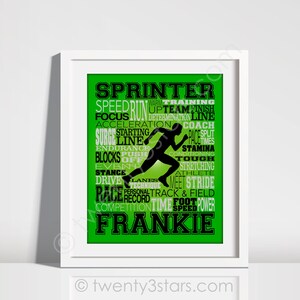 Girl's Sprinter Word Art, Personalized Track and Field Poster, Gift for ...