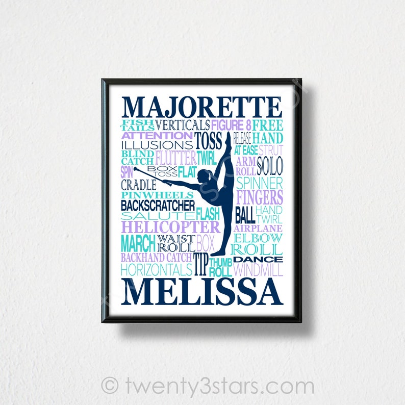 Custom Majorette Art Print: Personalized Baton Twirler Gift - Etsy