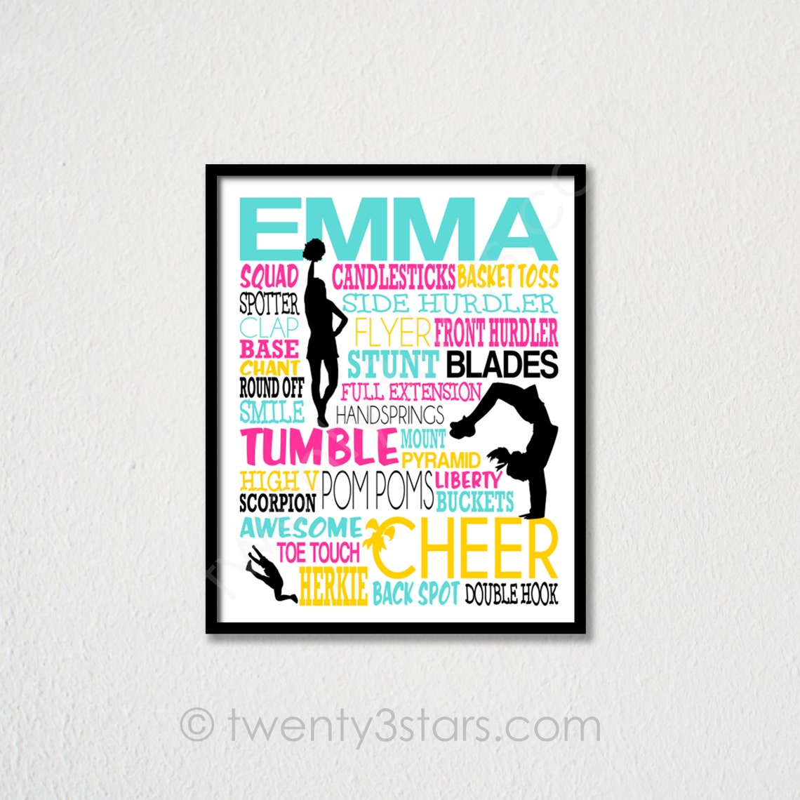 Cheer Stunt Team Word Art Cheer Squad Art Pompon Gift for | Etsy