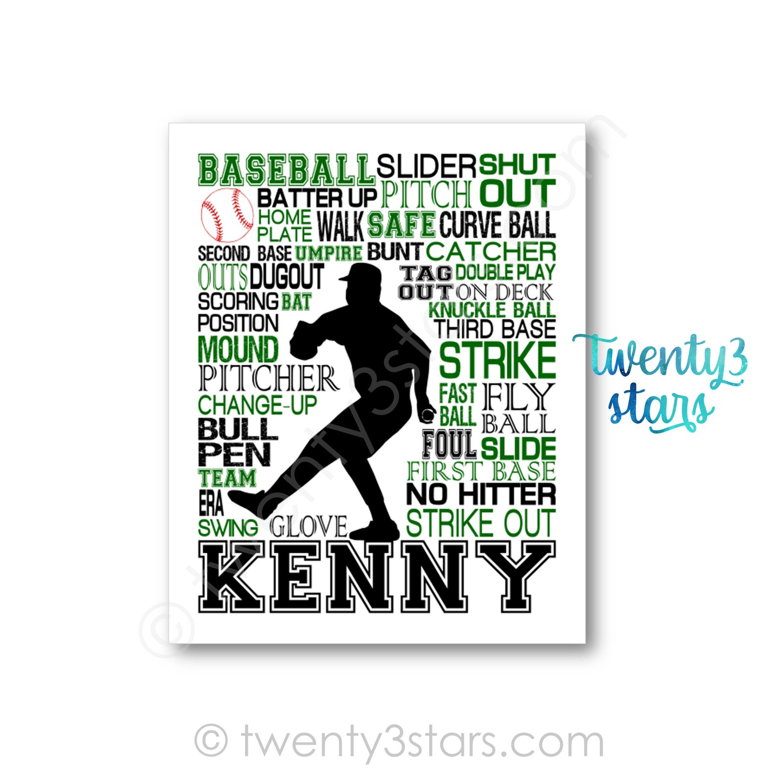 Baseball Pitcher Poster Boy's Baseball Room Art Baseball - Etsy
