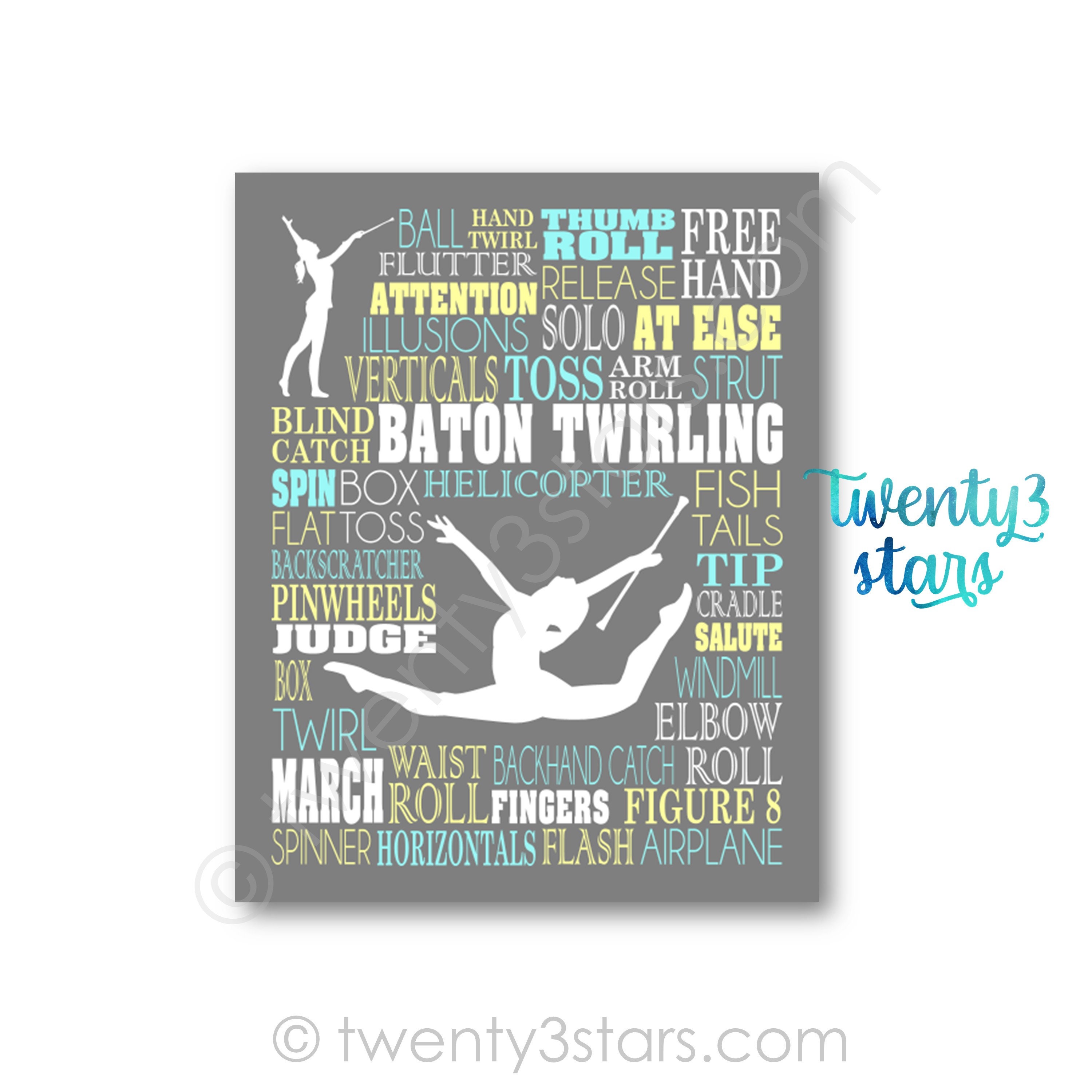 Baton Twirling Word Art Baton Team Gift Baton Twirler Art | Etsy