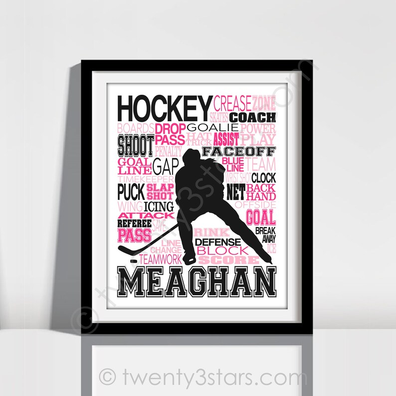 Girl's Hockey Poster Girls Hockey Gift Hockey Team Gift - Etsy