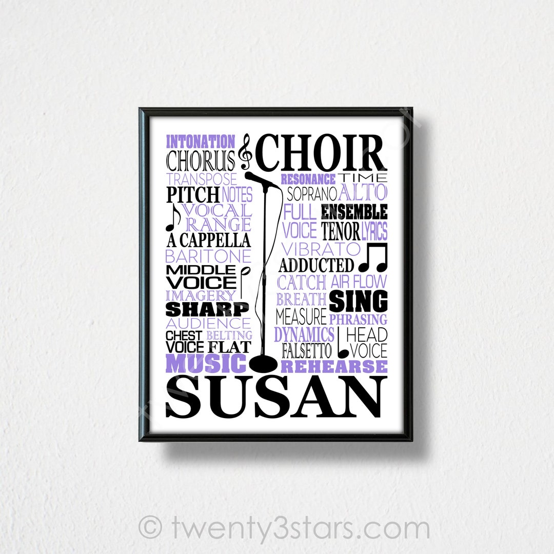 Choir Typography Poster Choir Teacher Gift Gift for Music - Etsy