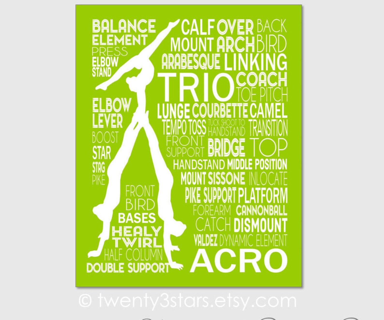 Acro Trio Poster Acro Trio Art Acro Gymnastics Gift Gift | Etsy UK