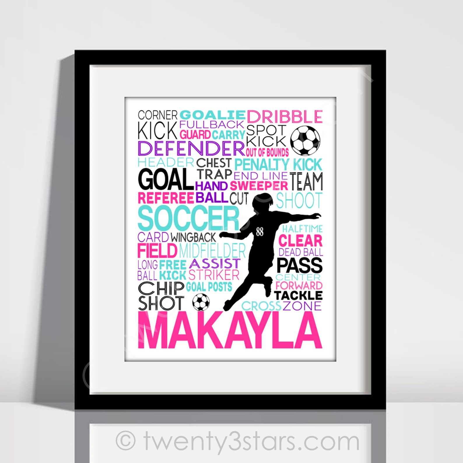 Girl's Soccer Poster Girls Soccer Typography Gift for | Etsy