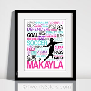 Girl's Soccer Poster Girls Soccer Typography Gift for | Etsy