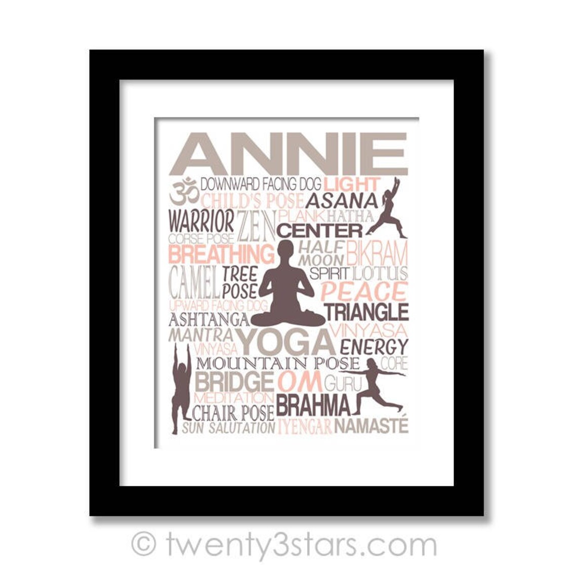 Yoga Typography Poster Print Yoga Studio Name Art Namaste - Etsy