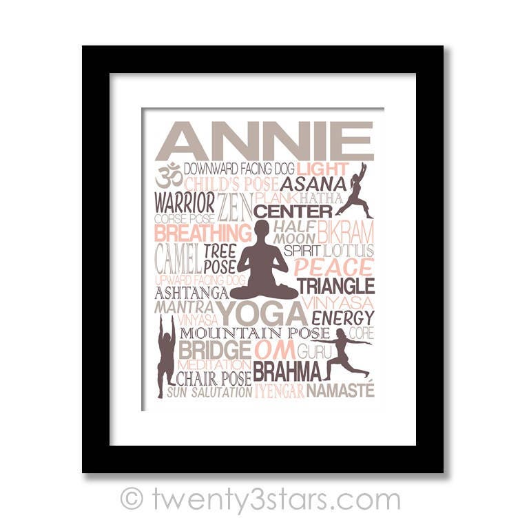 Yoga Typography Poster Print Yoga Studio Name Art Namaste - Etsy