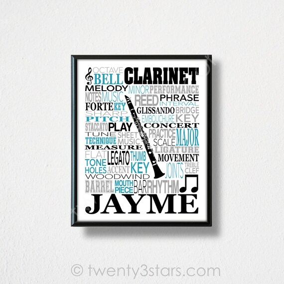 Clarinet Gift Clarinet Word Art Clarinetist Poster Clarinet - Etsy