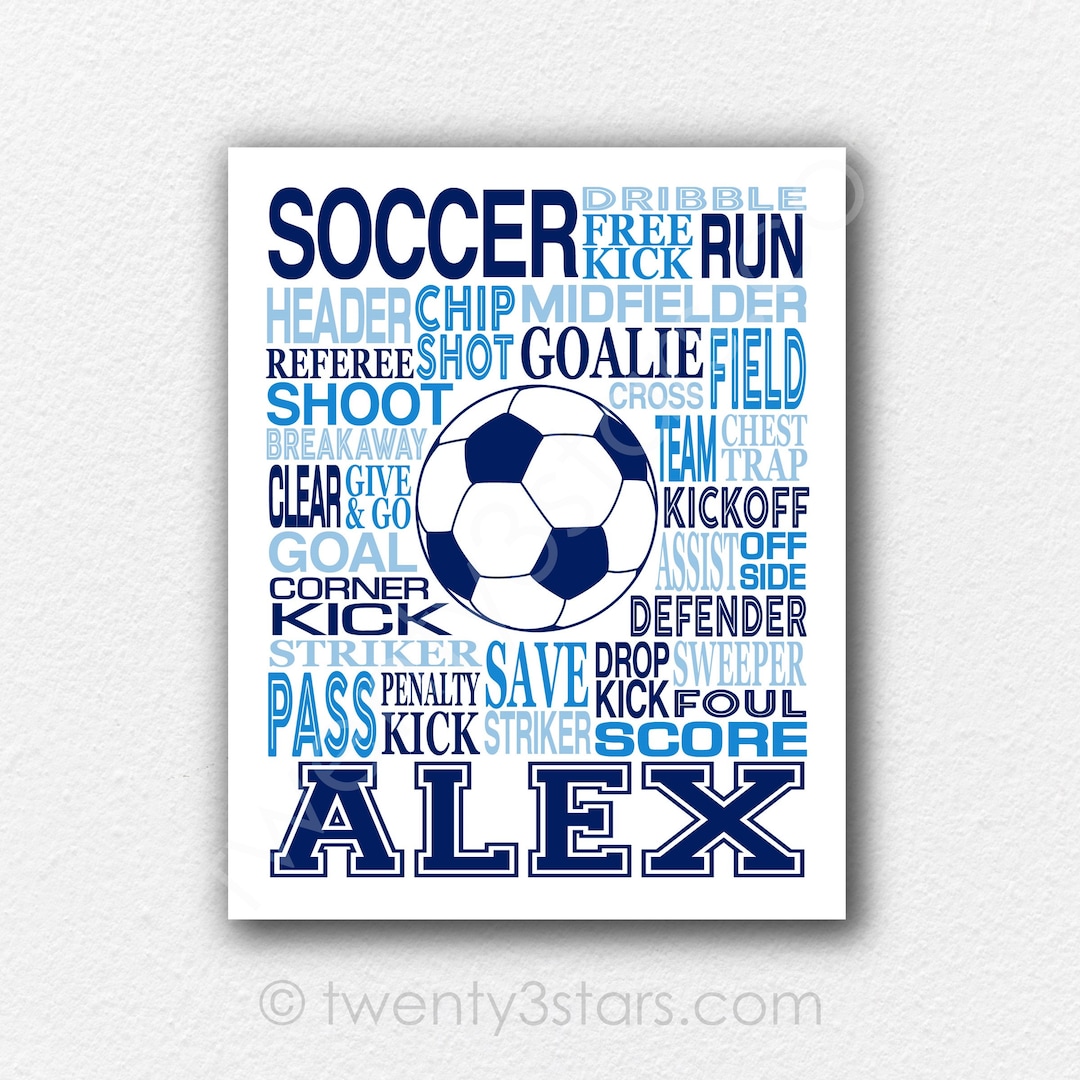 Soccer Ball Poster, Soccer Player Poster, Soccer Team Art, Soccer Gifts ...
