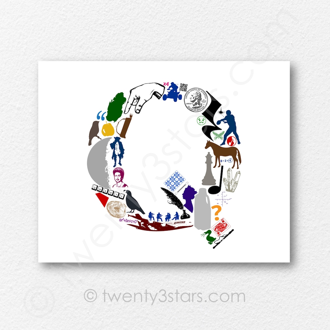 Letter Q Poster, Letter Q is for Art, Q Nursery Wall Art Print, Baby ...