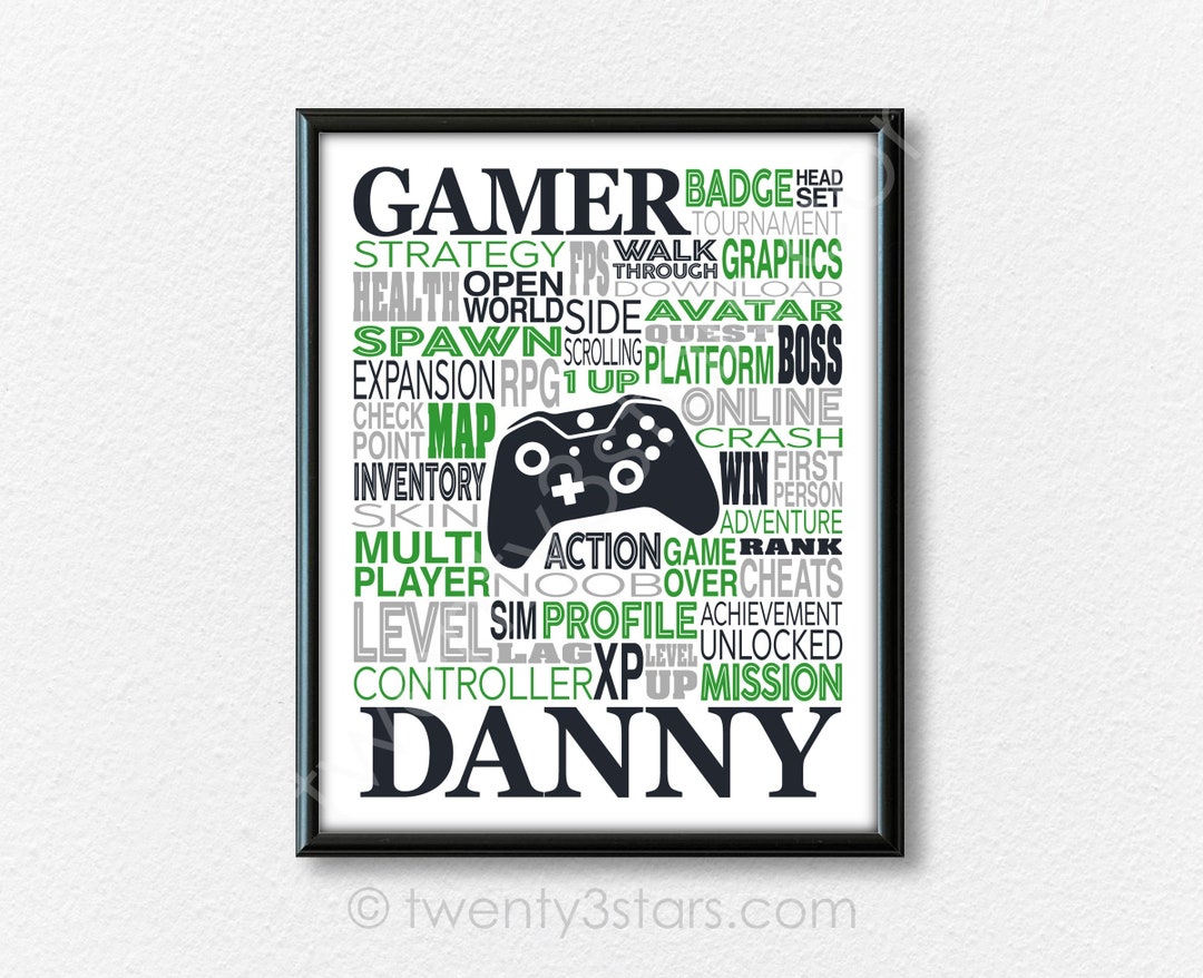 Gamer Typography Poster Gamer Wall Art Gaming Poster Gamer - Etsy