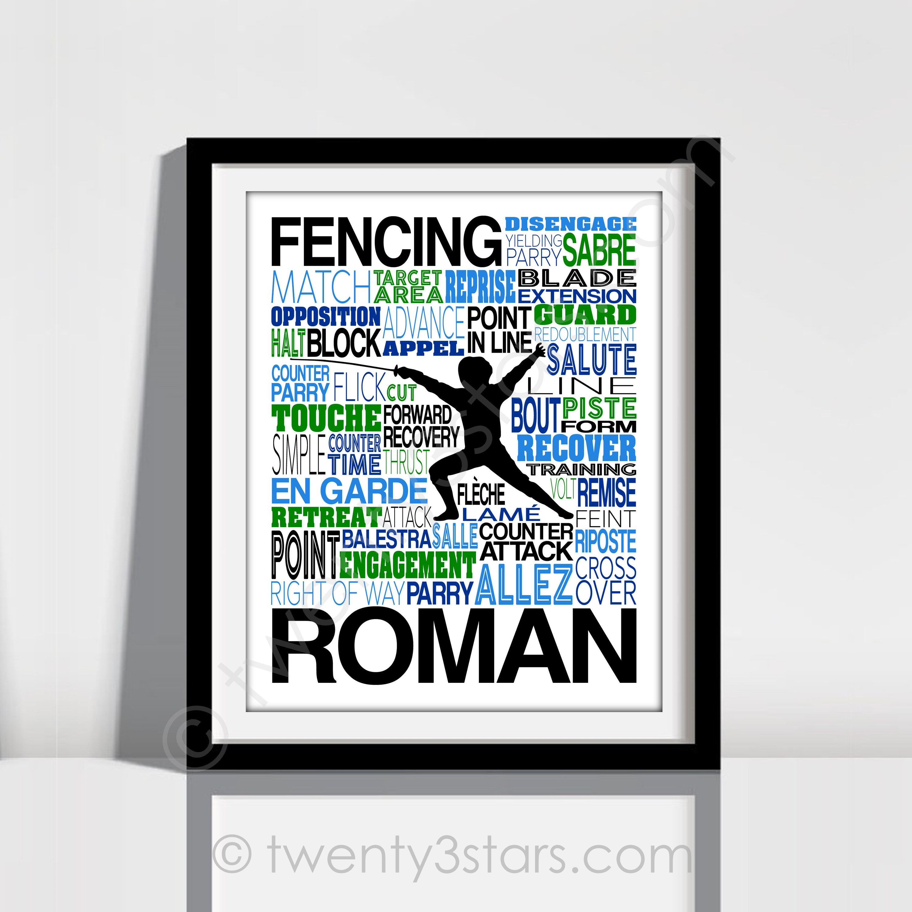 Custom Fencing Poster Fencing Art Fencer Gift Gift for | Etsy