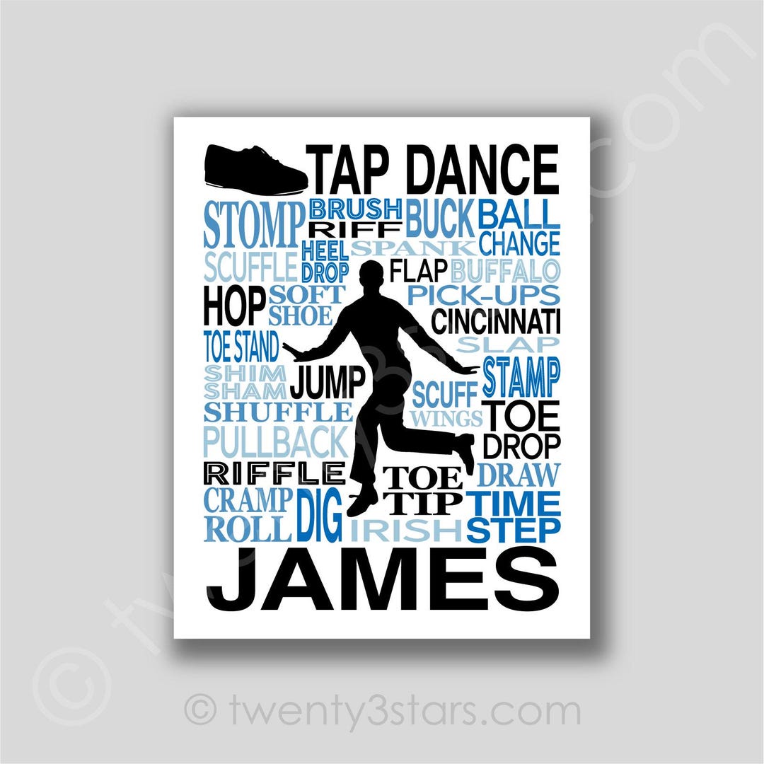 Men's Tap Dance Poster, Boys Tap Dancer Art, Men's Tap Gift, Male Tap ...