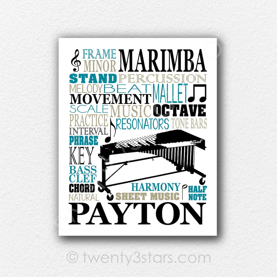Marimba Wall Art Poster, Marching Band Style (custom Colors & Name) - Etsy