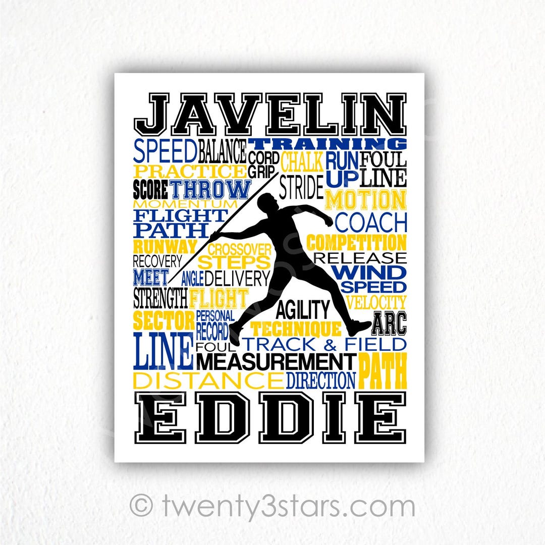 Boy's Javelin Poster Track and Field Team Track Gifts, Men's Javelin ...