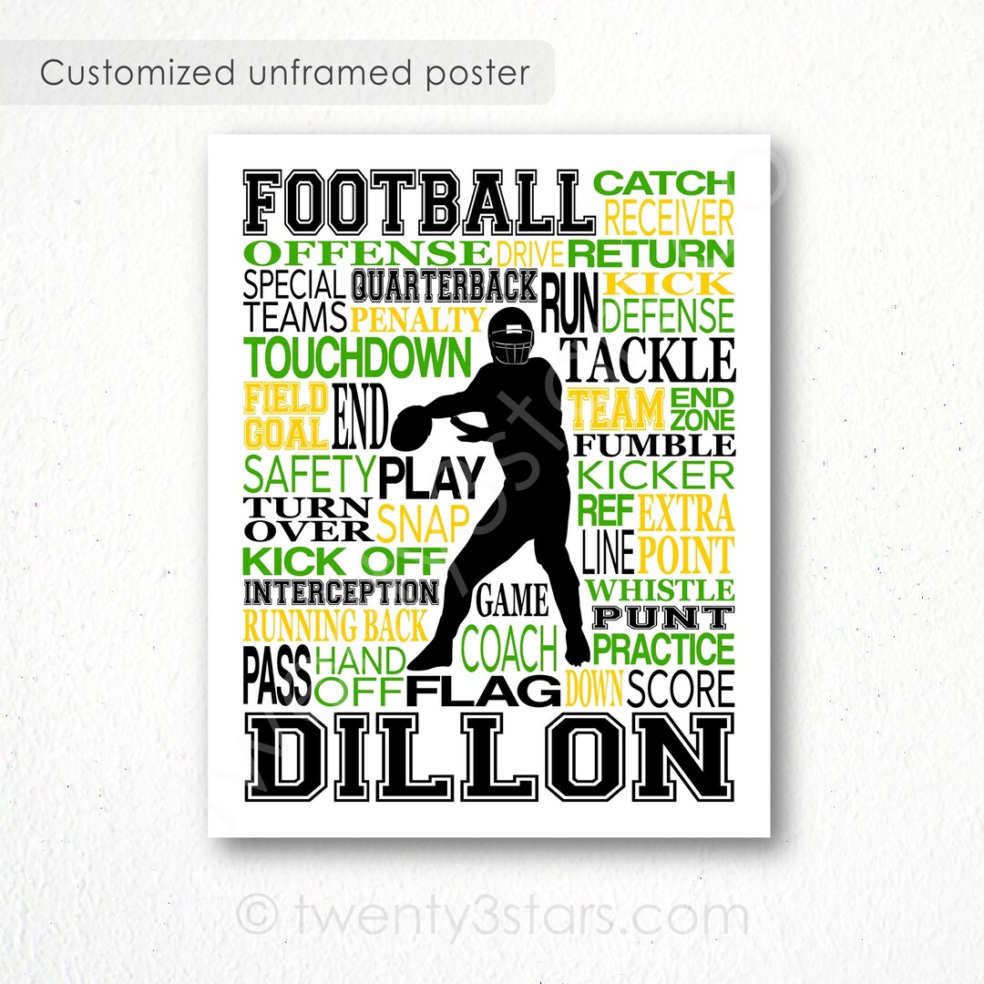 Football Typography Poster, Football Art, Football Team Print, Football ...