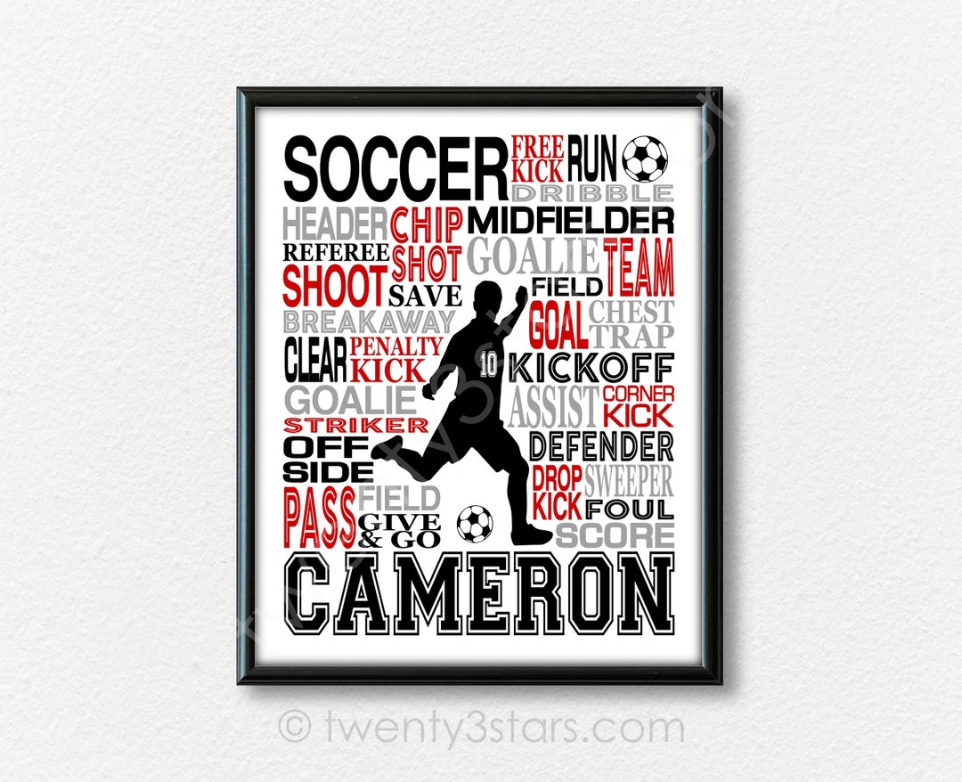 Soccer Poster Art Boys Soccer Typography Gift for Soccer - Etsy