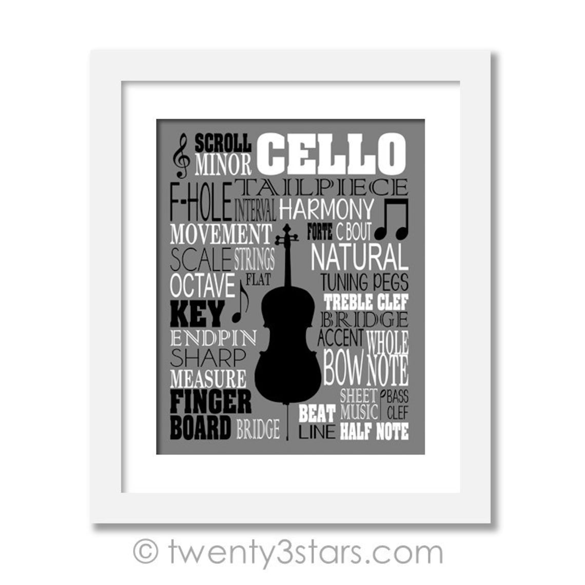Cello Typography Poster Cellist Wall Art Cello Player Gift | Etsy